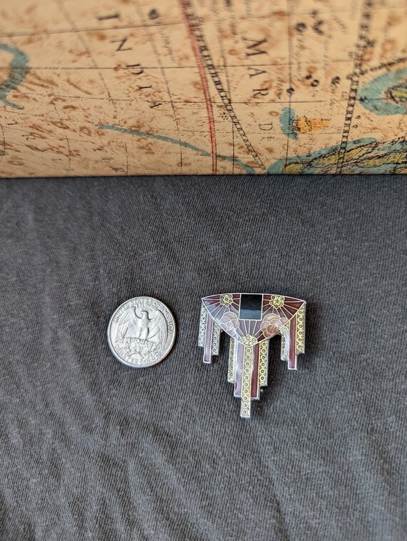 Vintage Asian Fan Brooch, Fan pin, Vintage Asian broo… - Gem