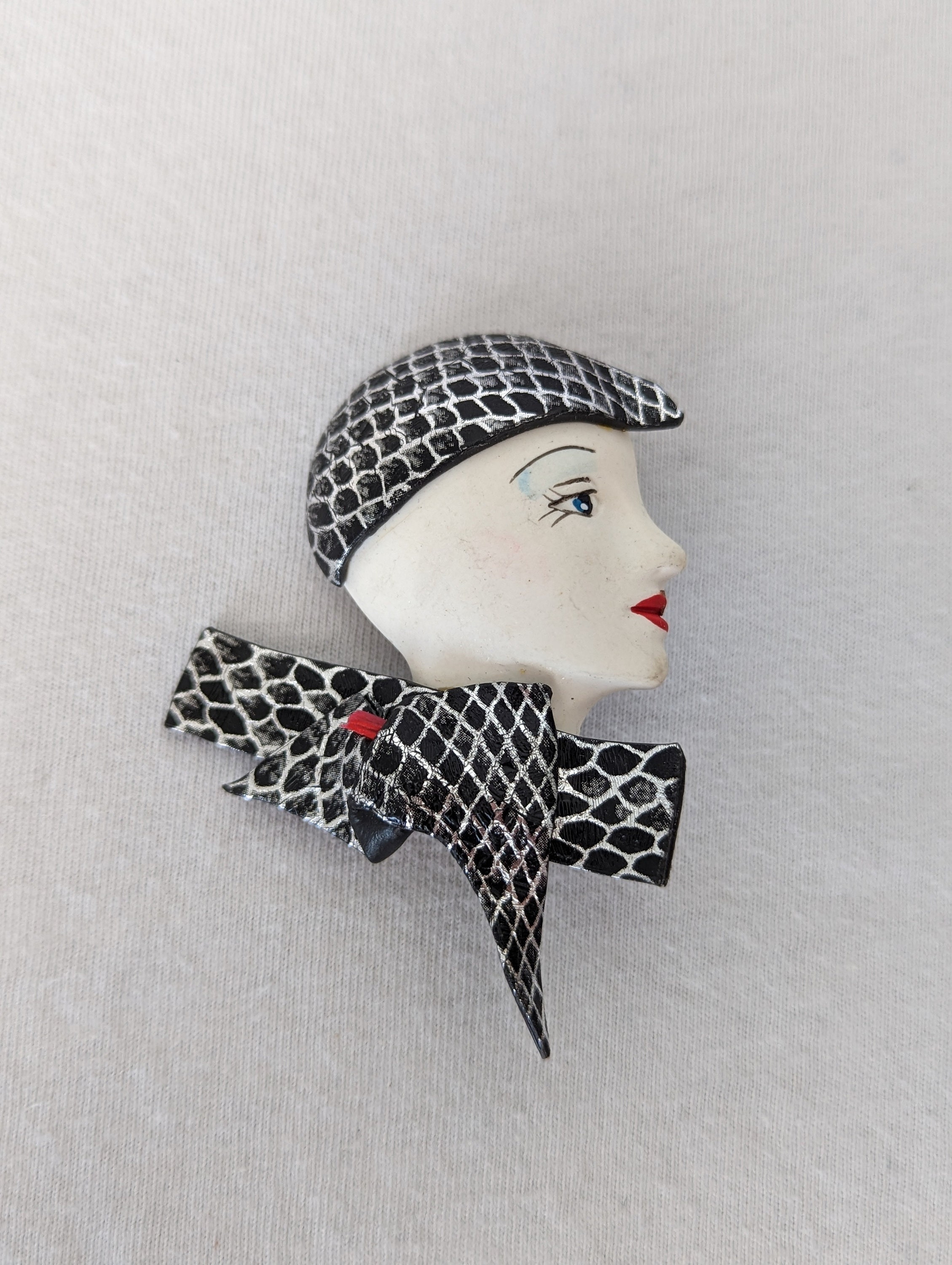 Vintage Face Brooch Pin Lady Face Brooch Pin Black and White - Etsy