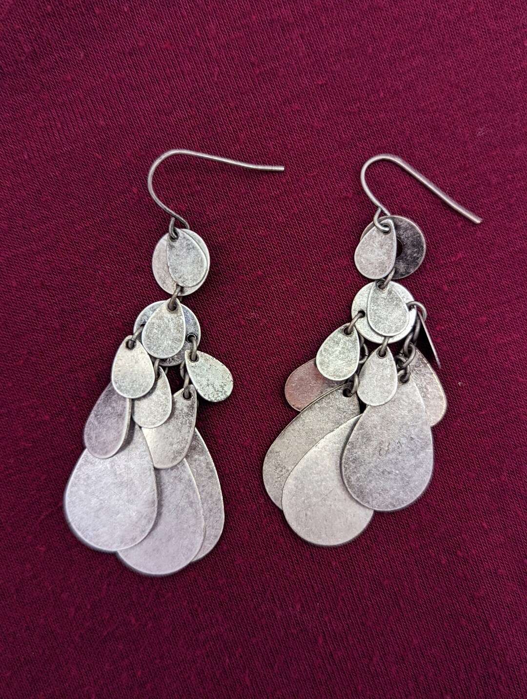 Multiple Tear Drops Dangle Tarnished Silver Drop Earrings - Etsy