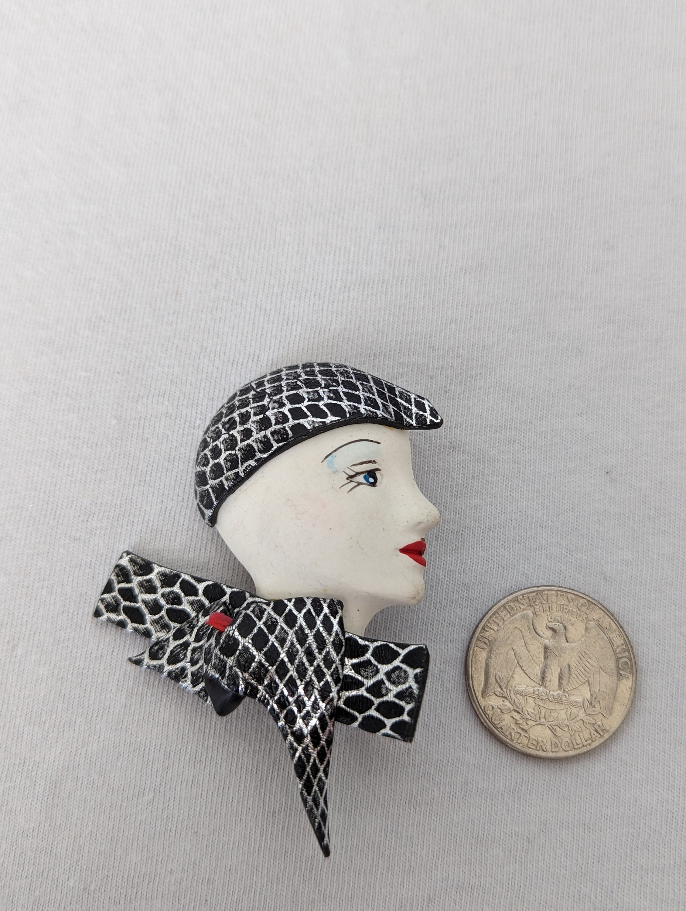 Vintage Face Brooch Pin Lady Face Brooch Pin Black and White - Etsy