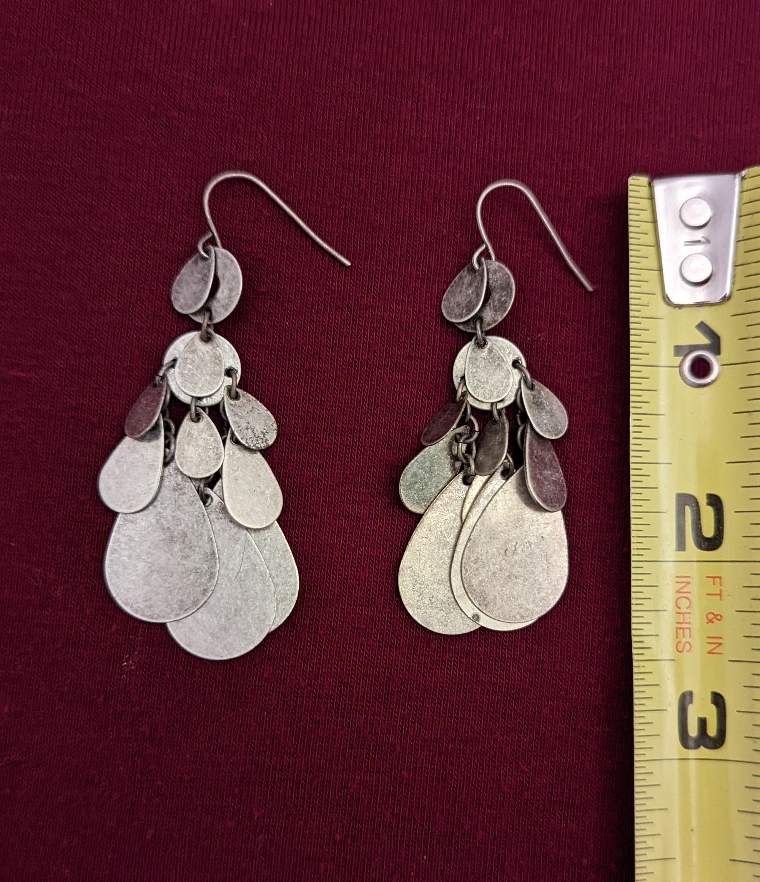 Multiple Tear Drops Dangle Tarnished Silver Drop Earrings - Etsy