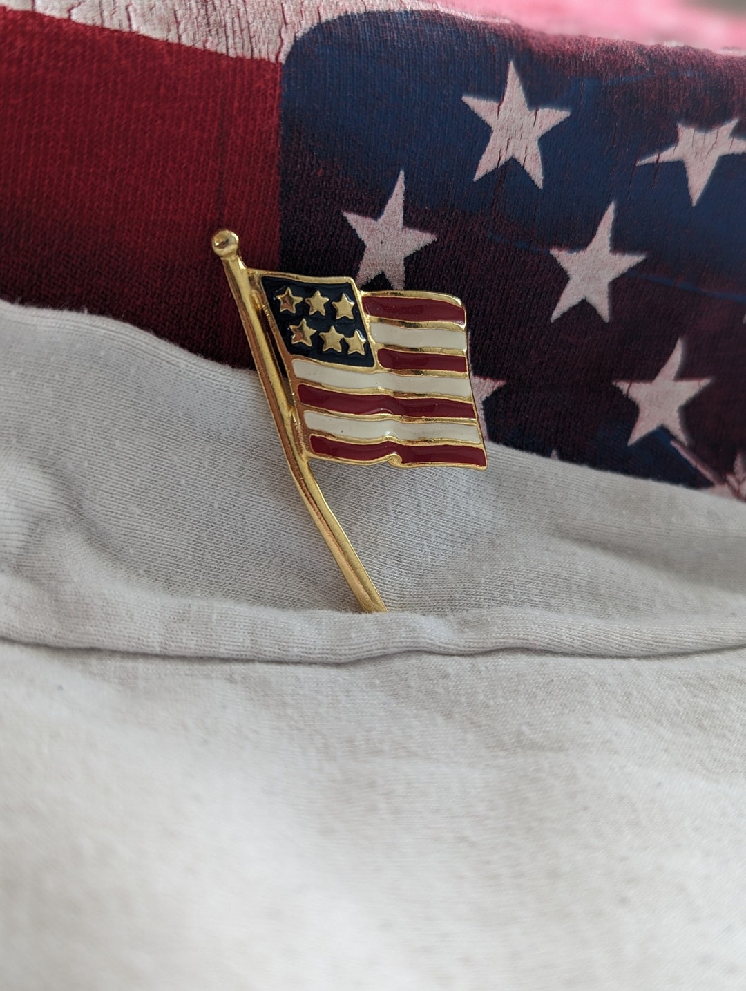 American Flag Pin, 4th of July Pin, Golden American Flag Pin, American ...