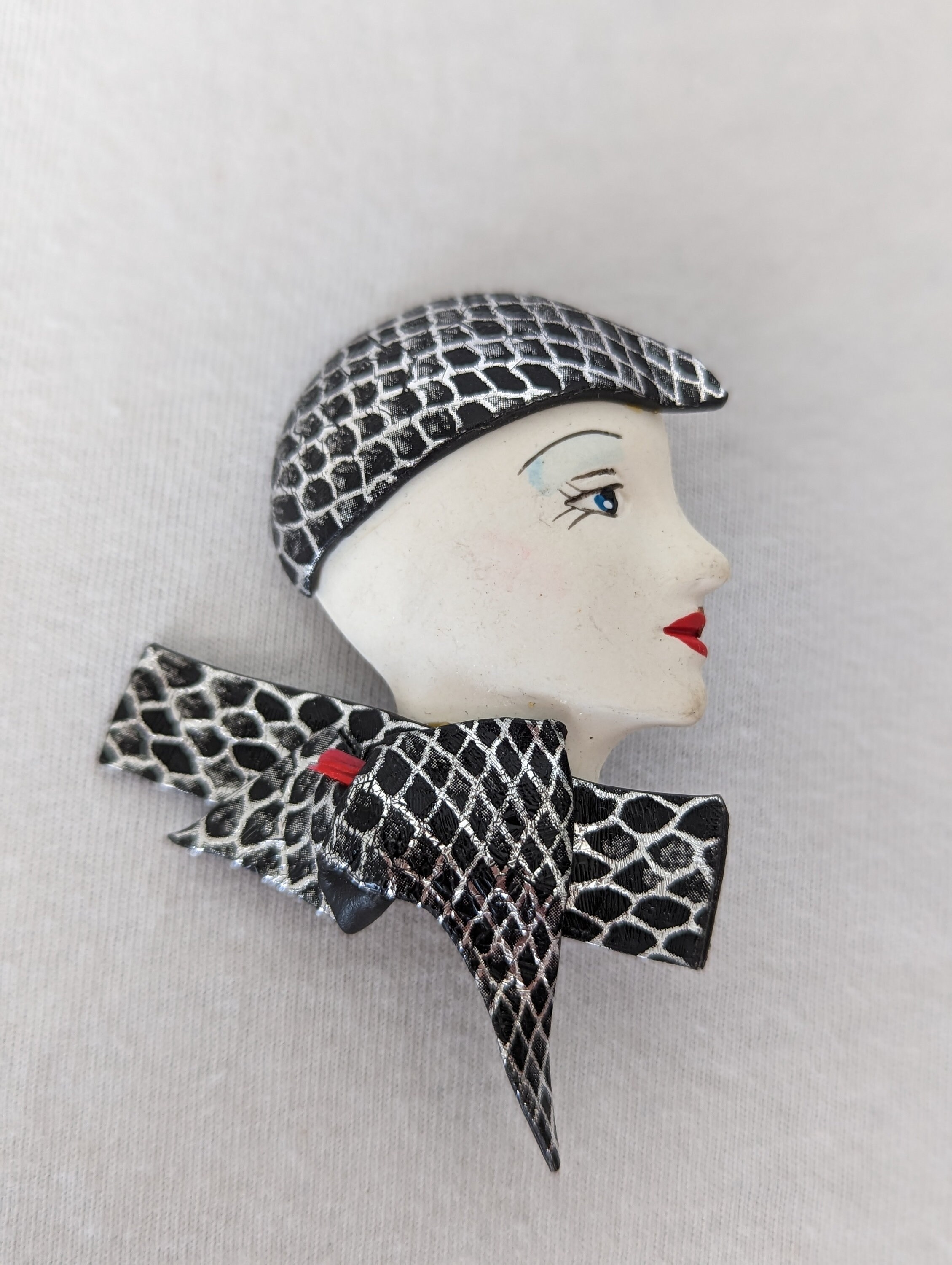 Vintage Face Brooch Pin Lady Face Brooch Pin Black and White - Etsy