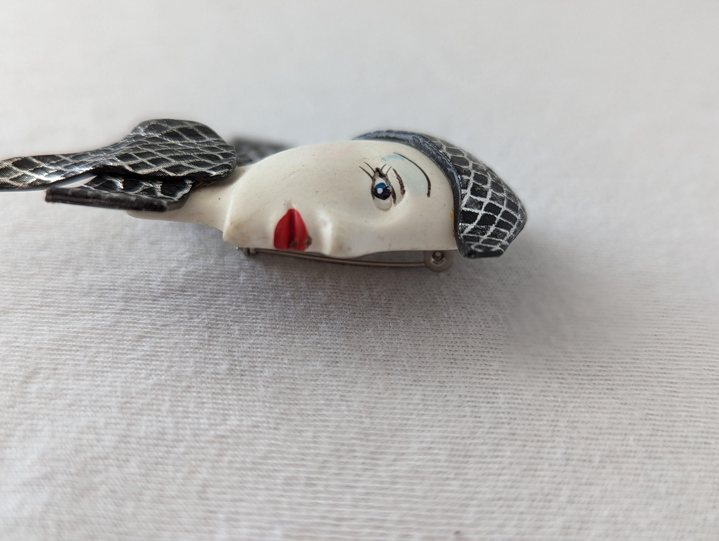 Vintage Face Brooch Pin Lady Face Brooch Pin Black and White - Etsy