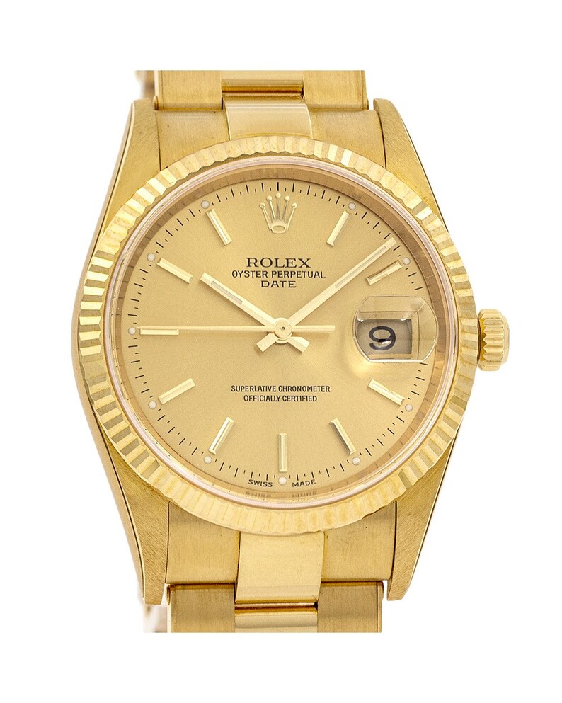 Rolex Date 15238 18K Yellow Gold Oyster 34mm in Excellent Condition - Etsy