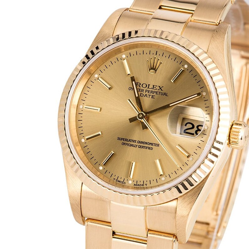 Rolex Date 15238 18K Yellow Gold Oyster 34mm in Excellent Condition - Etsy