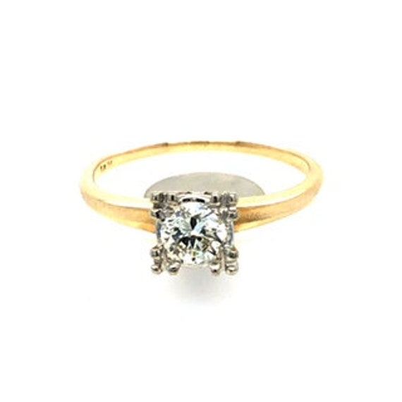 Antique solitaire art deco 14k yellow Gold & Platinum… - Gem