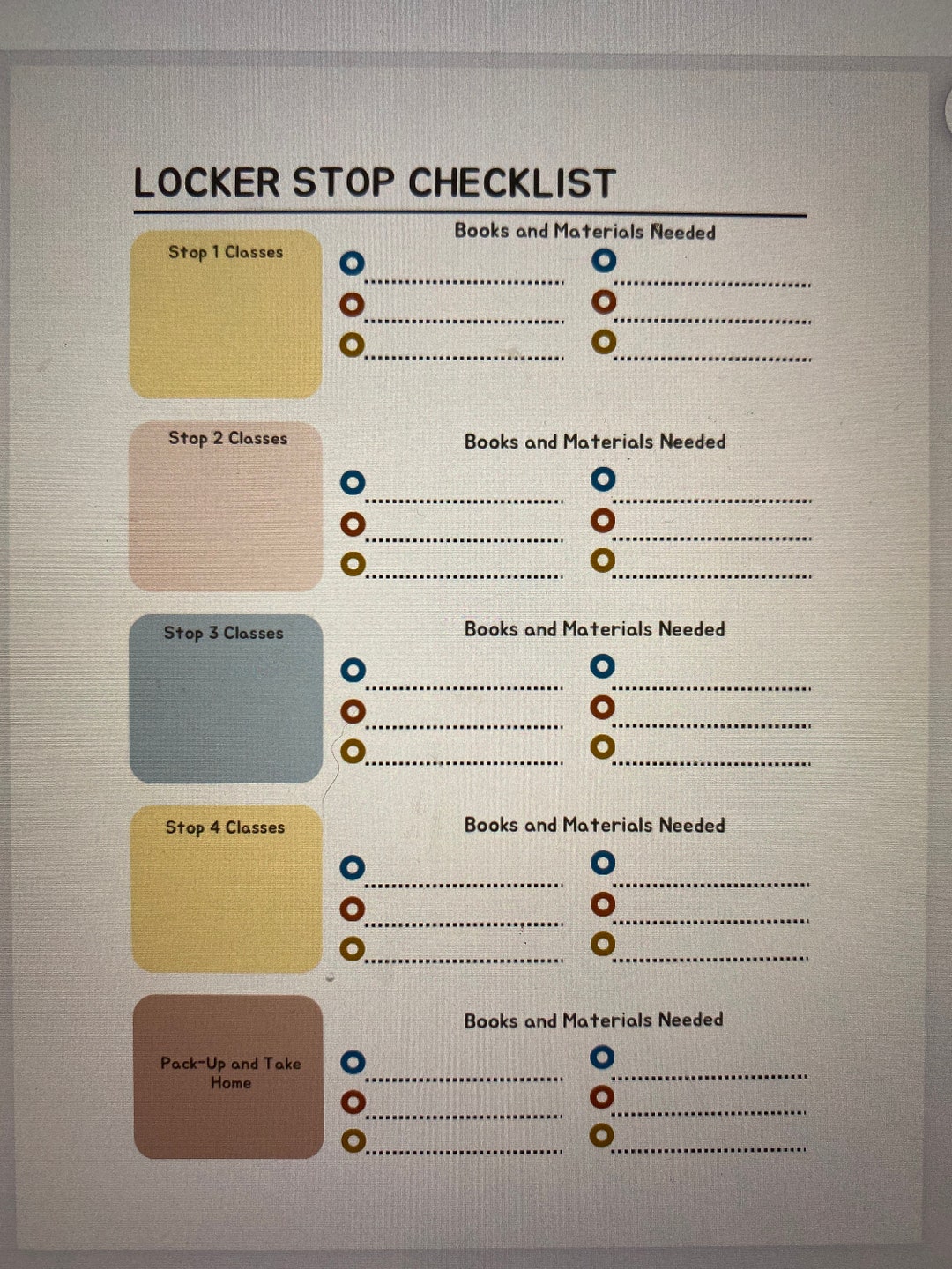 Locker Stop and Class Planner - Etsy