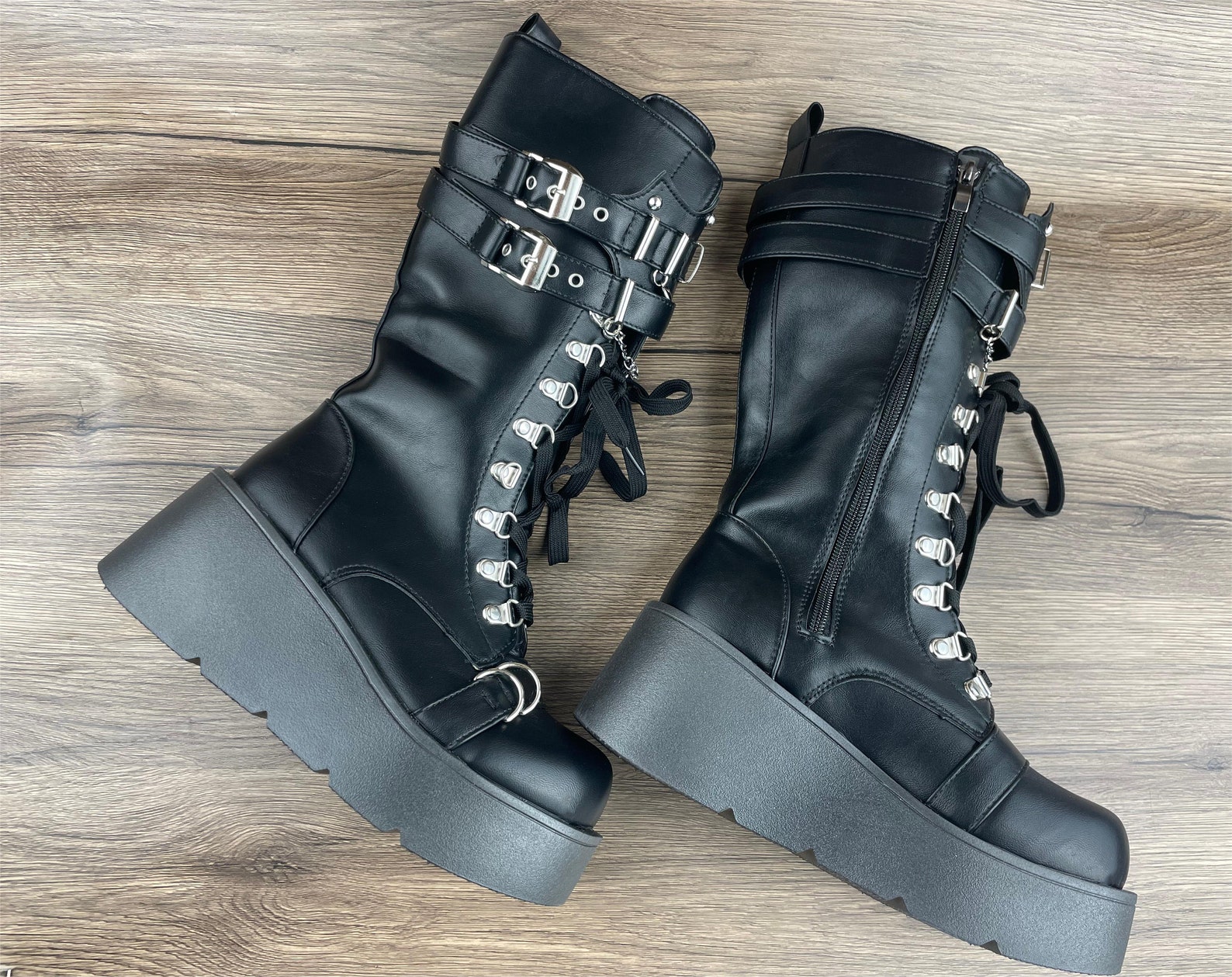 Motorcycle Boots, Knight Boots, Punk Boots, Thick Soled Boots, Dark ...