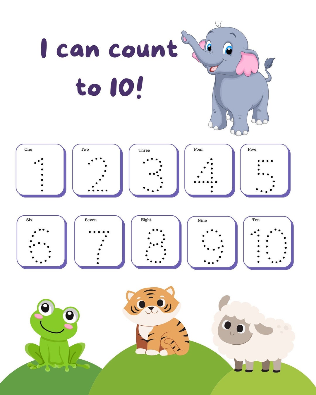 LAMINATED WORKSHEET COUNTING 1-10 Writing Practice - Etsy