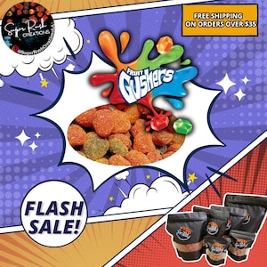 Blue Razz Gushers Gummies Sour Chamoy Covered Candy Raspberry Gushers ...