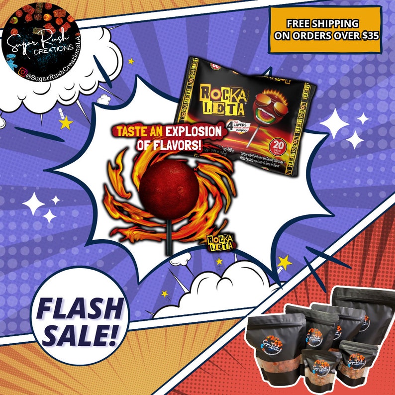 Roca Leta Paleta Lollipop Spicy Gummie Chamoy Flavor Gift Party ...