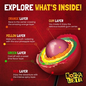 Roca Leta Paleta Lollipop Spicy Gummie Chamoy Flavor Gift Party ...
