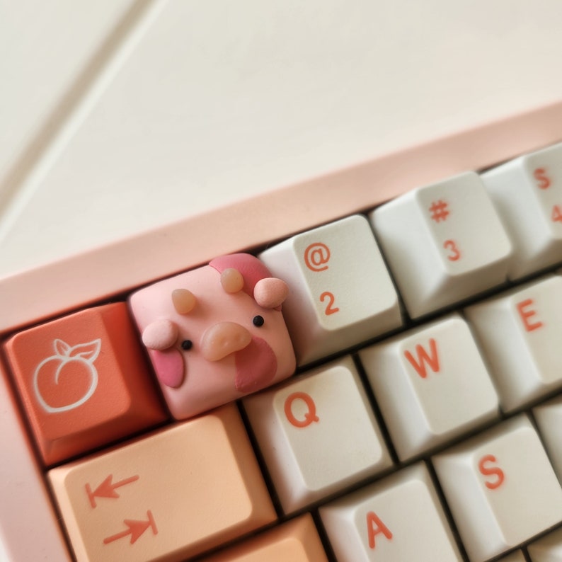 Strawberry Milk Cow Keycap | Cute Handmade Artisan Keycaps - Etsy