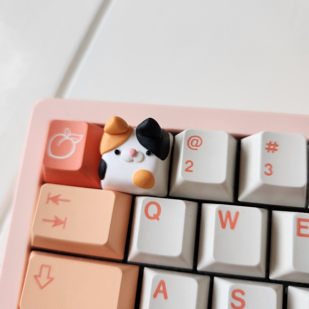 Calico Cat Keycap | Orange, Black, White Kitty | Cute Handmade Artisan ...