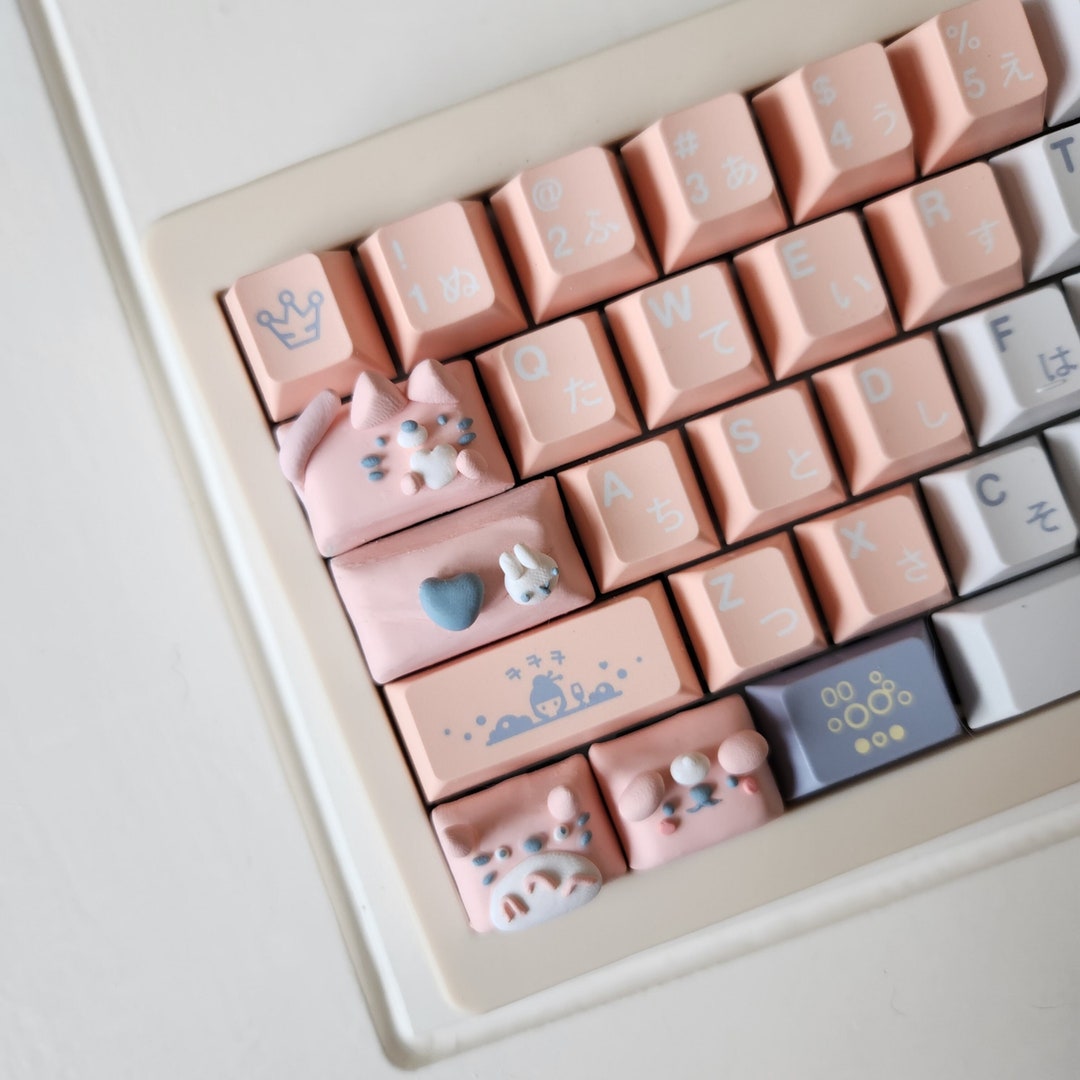 Set of 4 Artisans, GMK Momo Yume Color Matched Cat Dog Rabbit Love ...