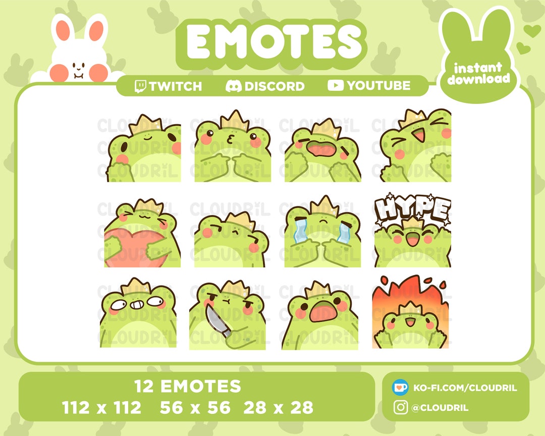 Cute King Frog Emote Pack for Twitch | Discord | Youtube | Streamer ...