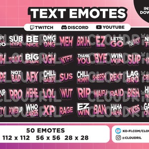 50x Text Emotes | Twitch | Discord | Youtube by Cloudril - Etsy