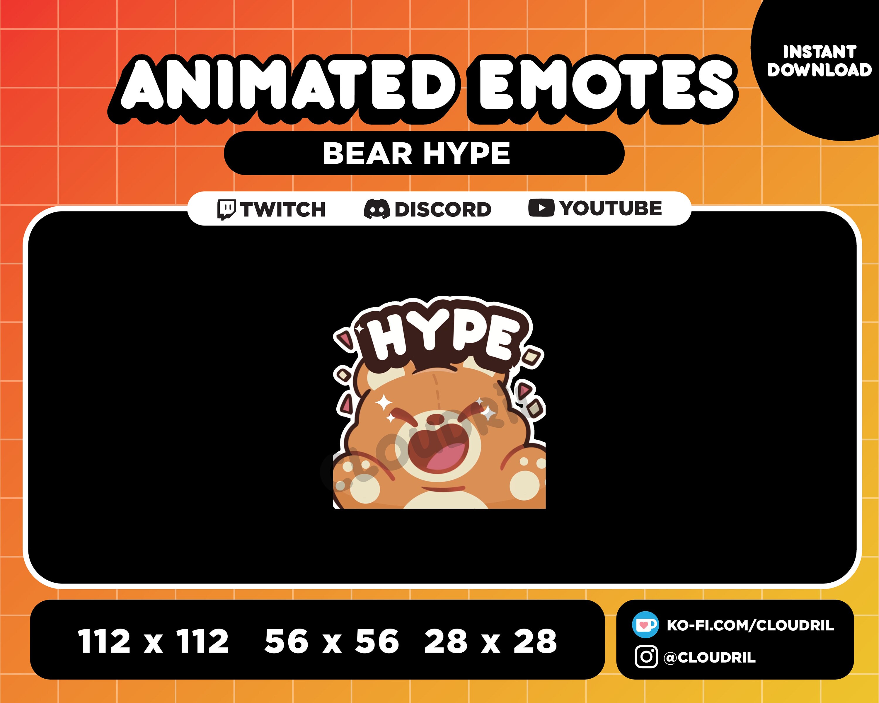 Cute Animated Emote Hype Teddy Bear for Twitch | Discord | Youtube ...