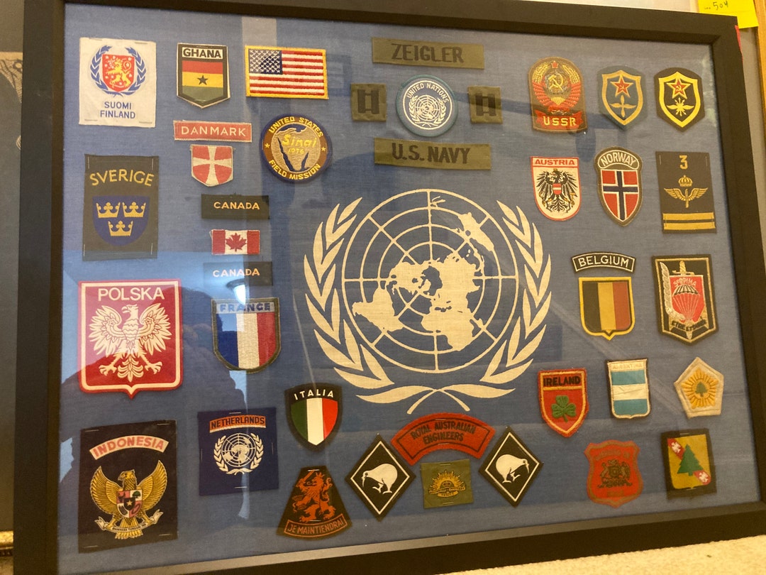 Framed Display United Nations UN Flag With Patches of Member Nations - Etsy