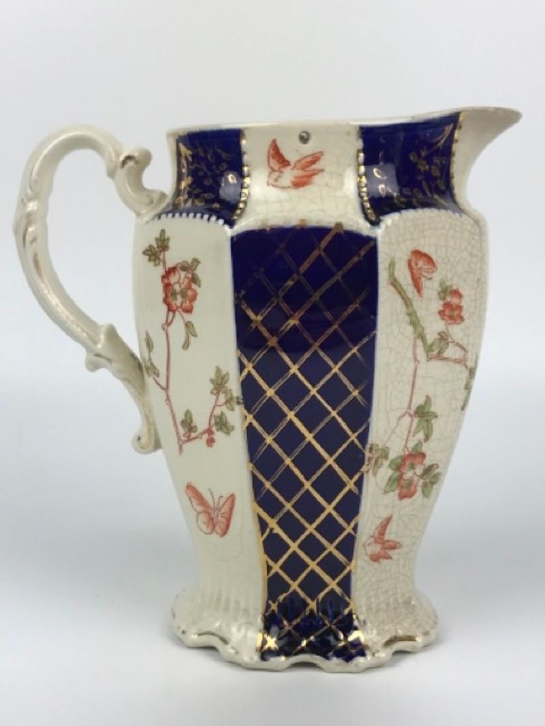 Lovely Vintage Gaudy Welsh-style Pewter Mounted Ewer by Ucelly - Pewter ...