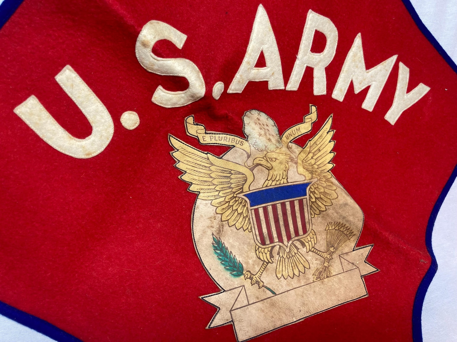 Original Rare WWII U.S. Army Souvenir Wool and Leather Patch / Pillow ...