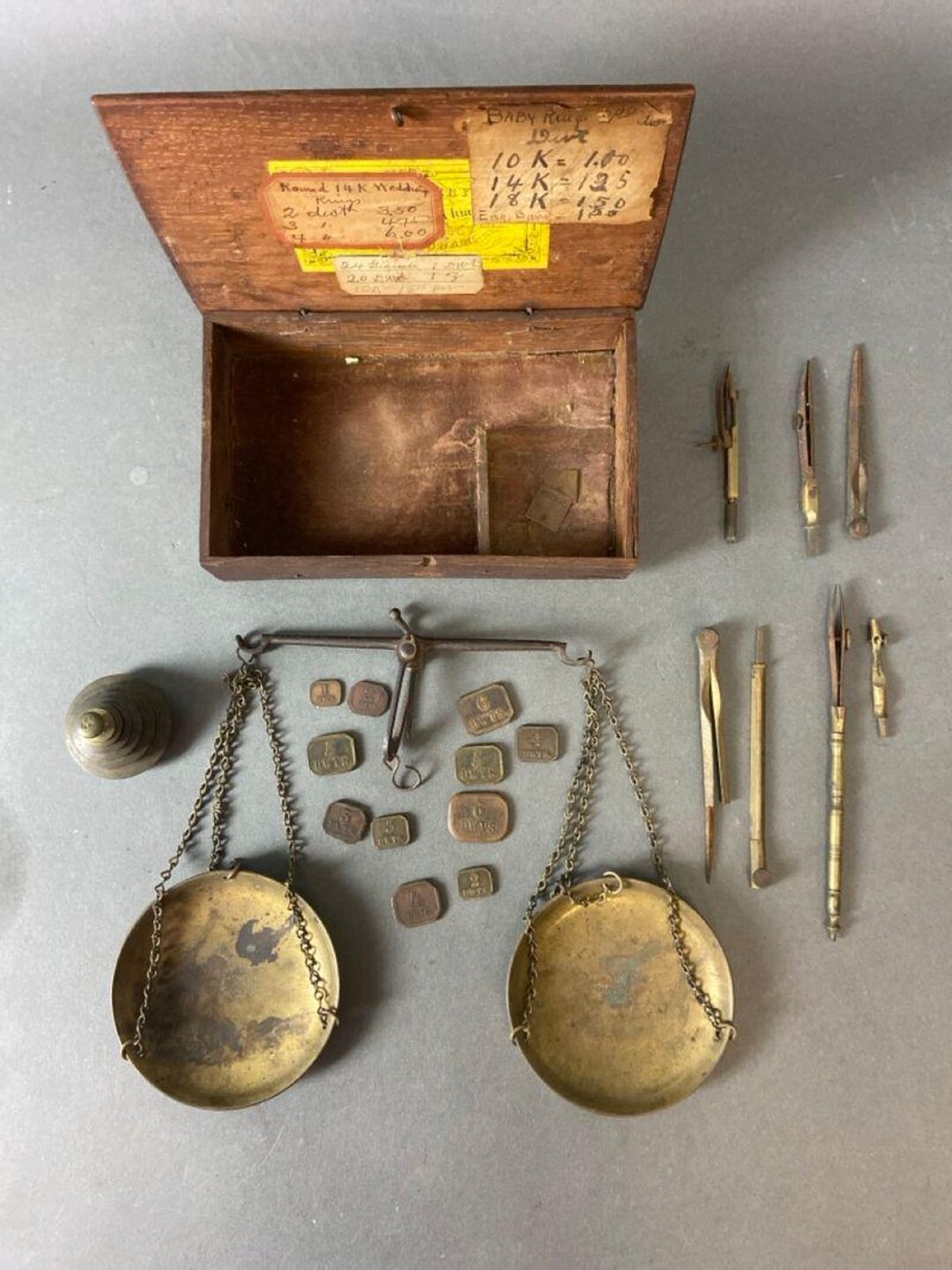 Antique Brass Jeweler's Manual Scale With Weights and Drafting Tools - Etsy