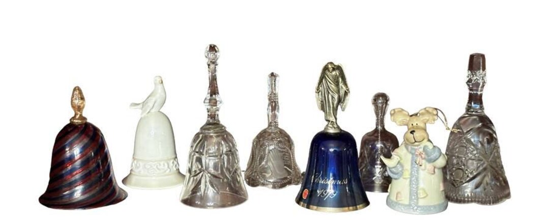 Nice Collection of Beautiful Vintage Crystal and Glass Bells, Some W ...