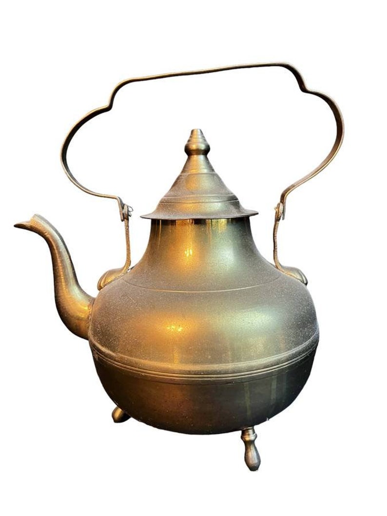 Beautiful Vintage Brass Handled and Footed Tea Kettle W/ Lid - Etsy