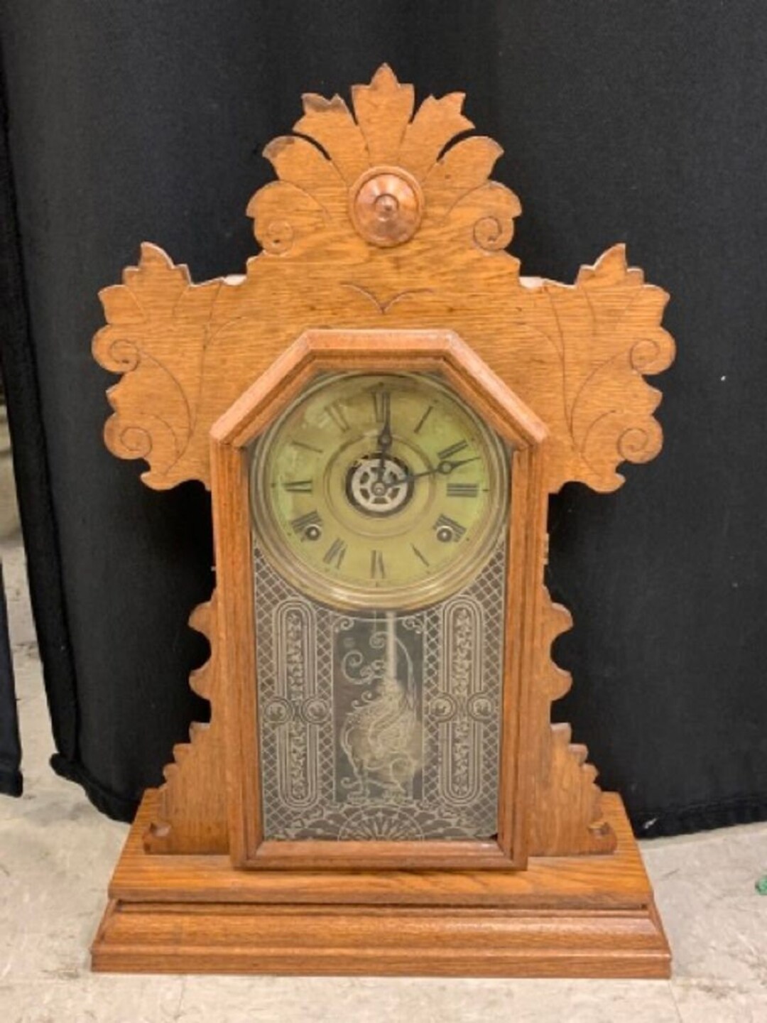 Antique Oak Gingerbread Mantel Clock violet From E. Ingraham - Etsy