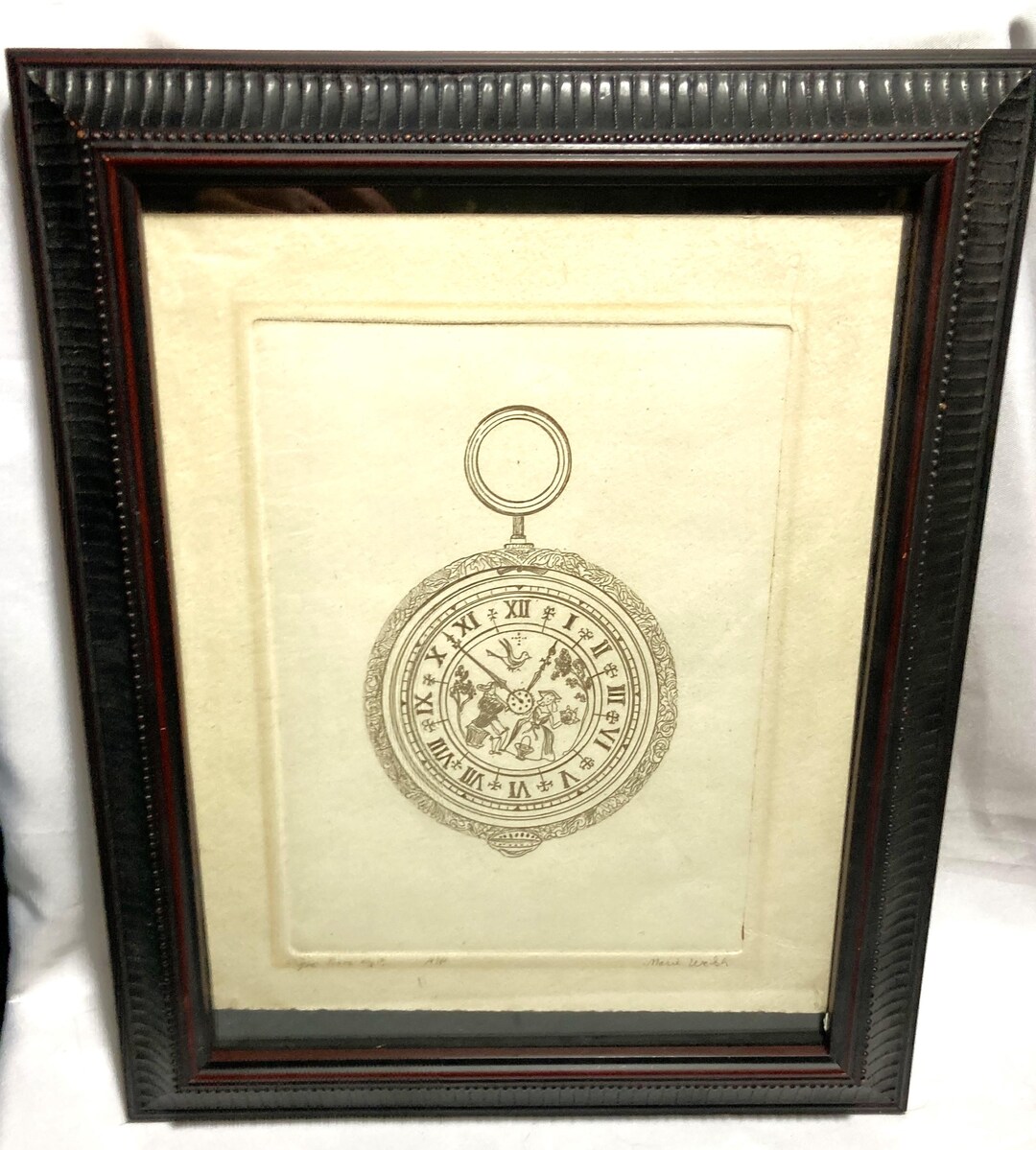 Unique Vintage Artwork "que Hora Es? A/p" Woodblock Print Signed by ...