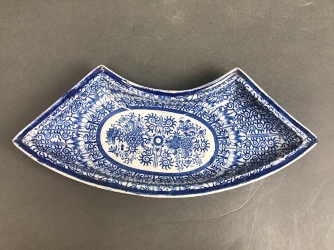 Early Minton ''king's Lily'' Pattern Blue and White Porcelain Segment ...