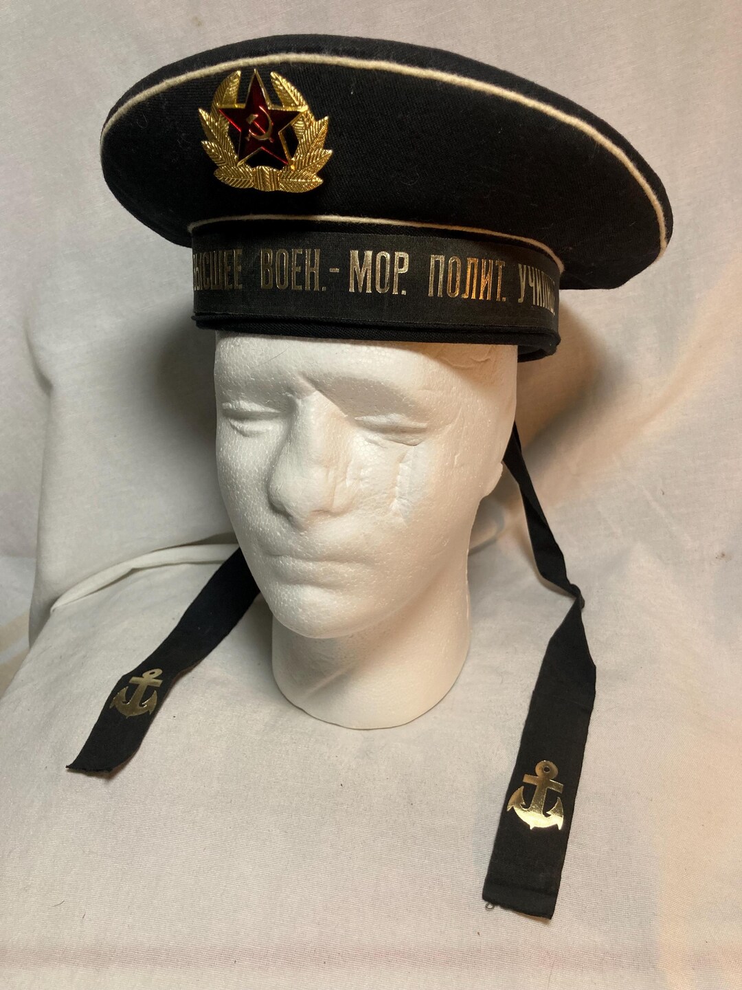 Original Vintage Soviet NAVY Enlisted Visorless Uniform Cap With Metal ...