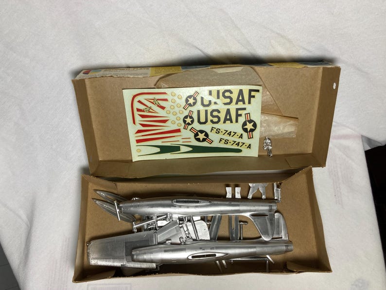 Rare - Vintage USAF Republic F-84G Thunder Jet Chrome Plated Hawk 1/48 ...