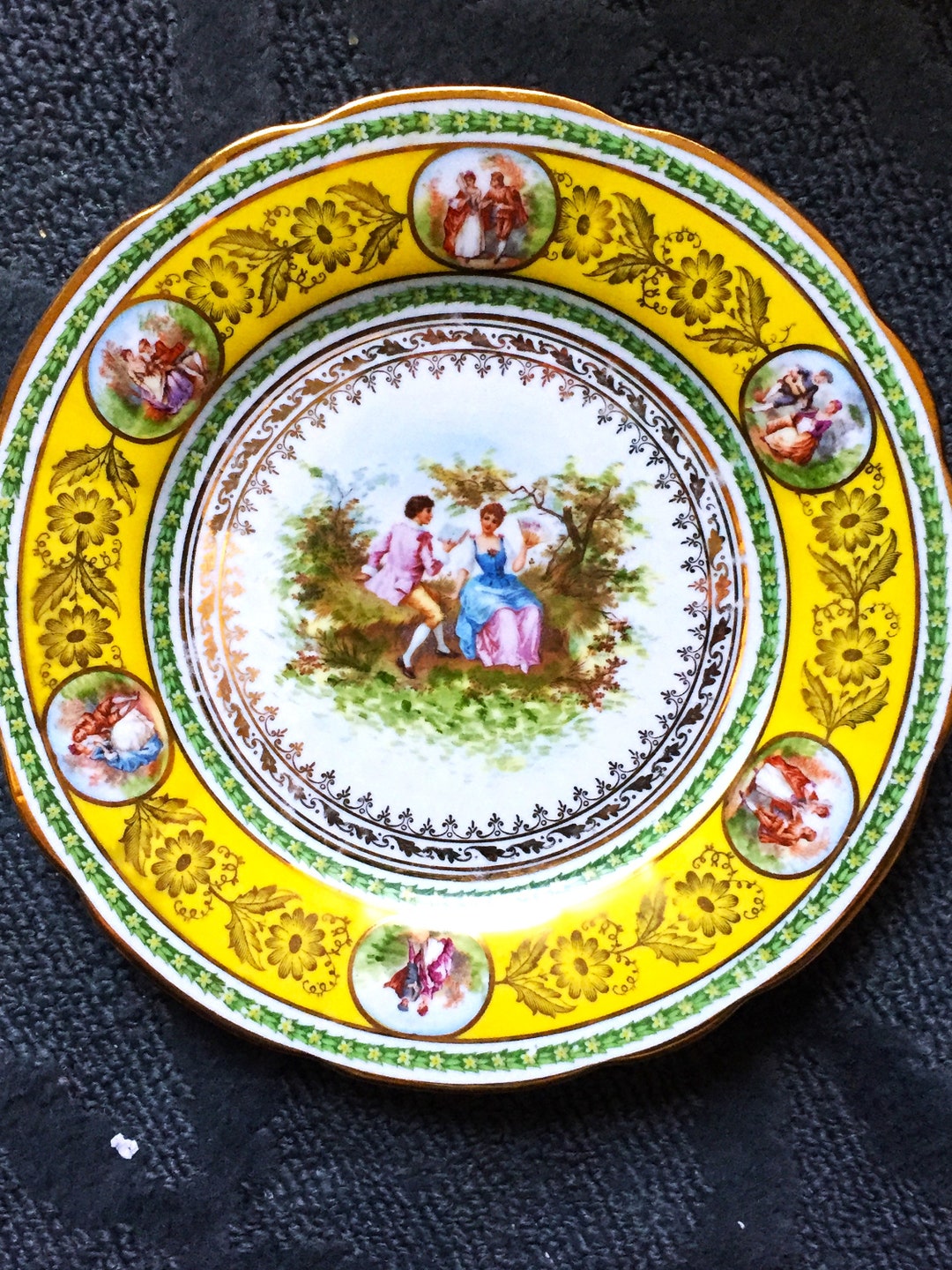 Beautiful Victorian Antique Vienna Porcelain Plate "courting Couples" W ...