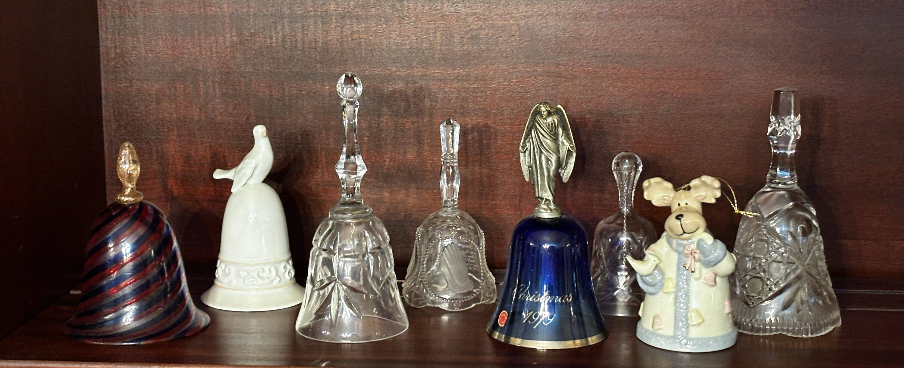Nice Collection of Beautiful Vintage Crystal and Glass Bells, Some W ...