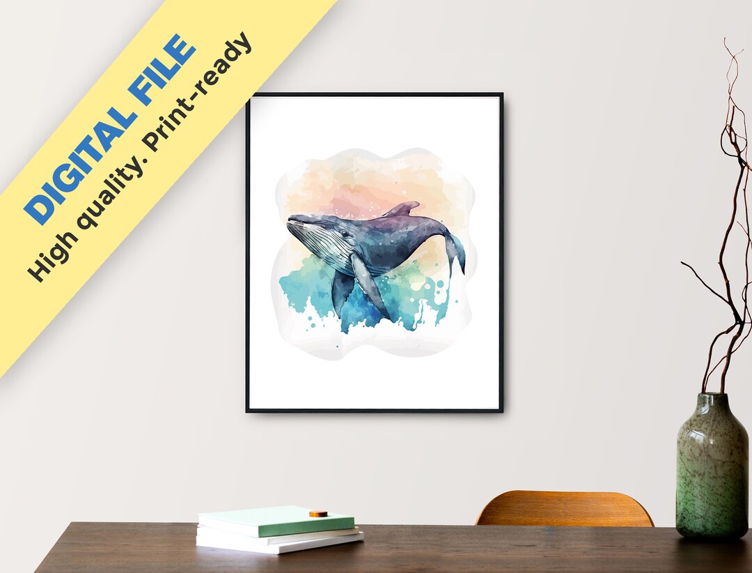 Humpback Whale Printable Art, Humpback Whale Decor, Humpback Whale Art ...