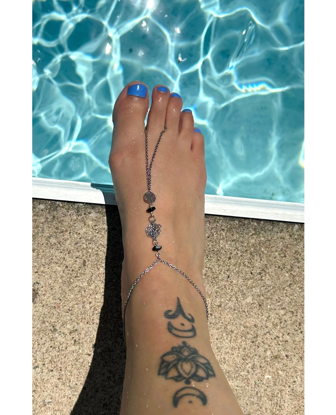 Black Rose Ankle Toe Bracelet - Etsy