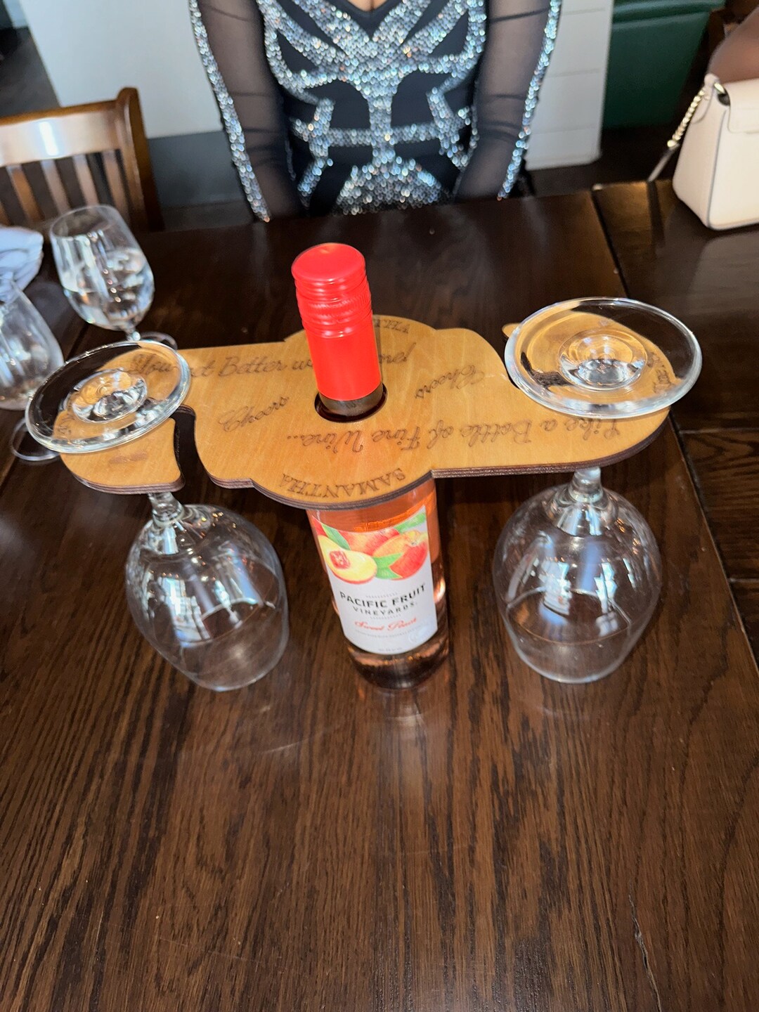 Custom Wood Wine Caddy Glass Holder | Bar Accessories - Etsy