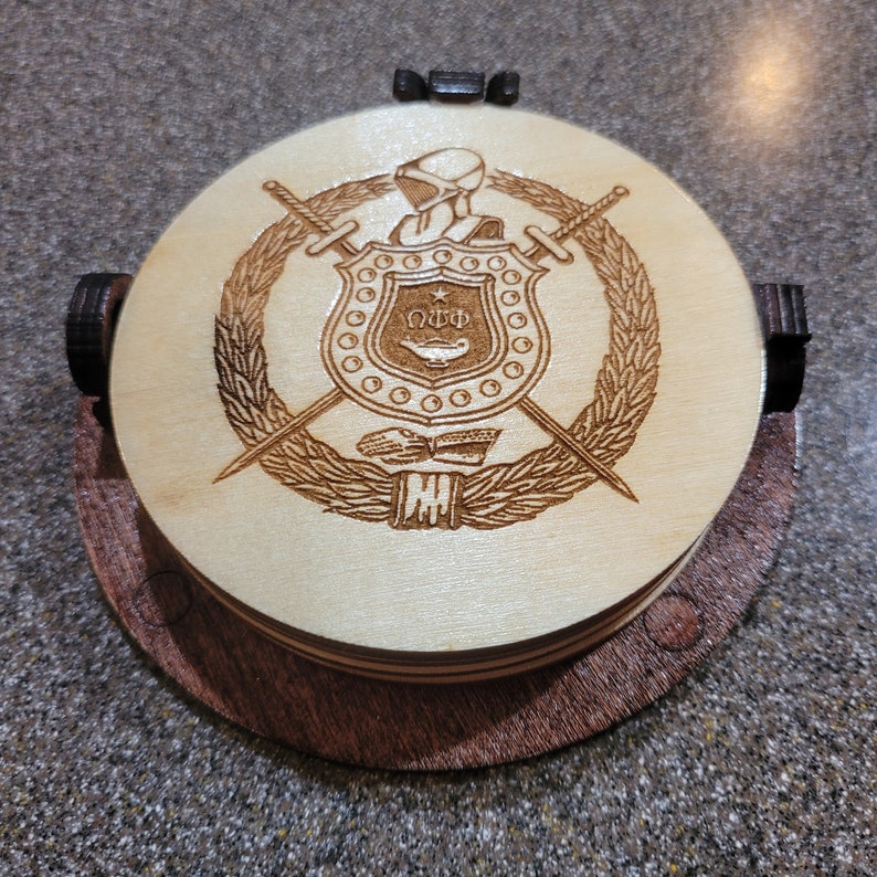 Omega Psi Phi Wood Coasters With Holder | Table | Centerpiece | Bar ...