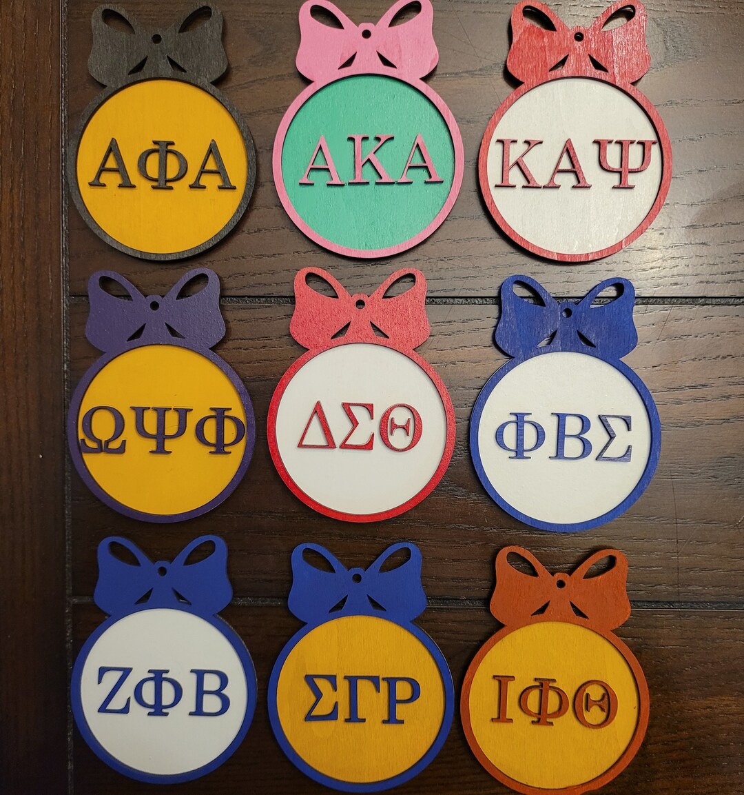 Custom Wood Greek Fraternity Sorority Christmas Ornaments - Etsy