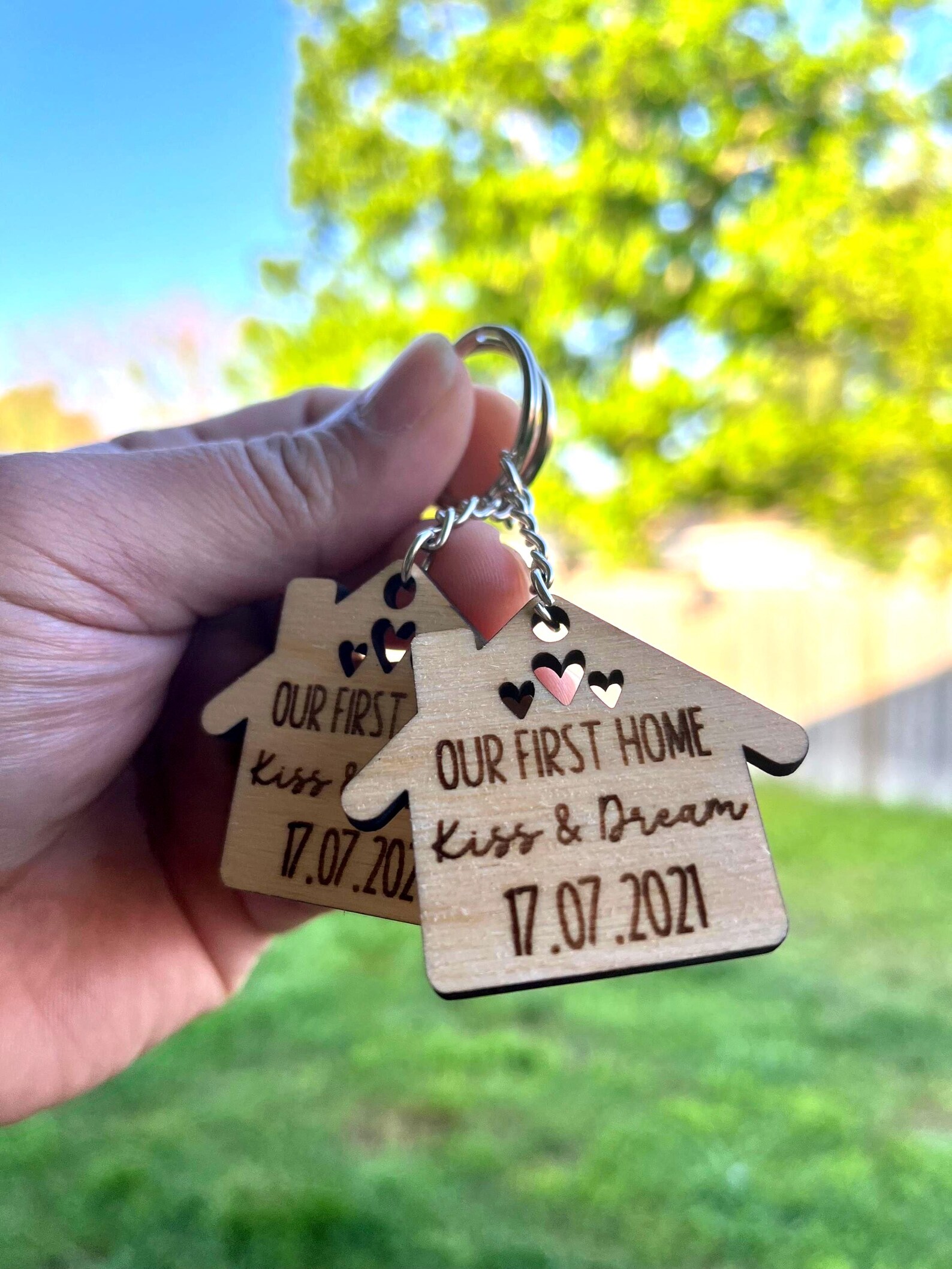 Our First Home Couples Keyring Personalised, House Warming Key Chain ...