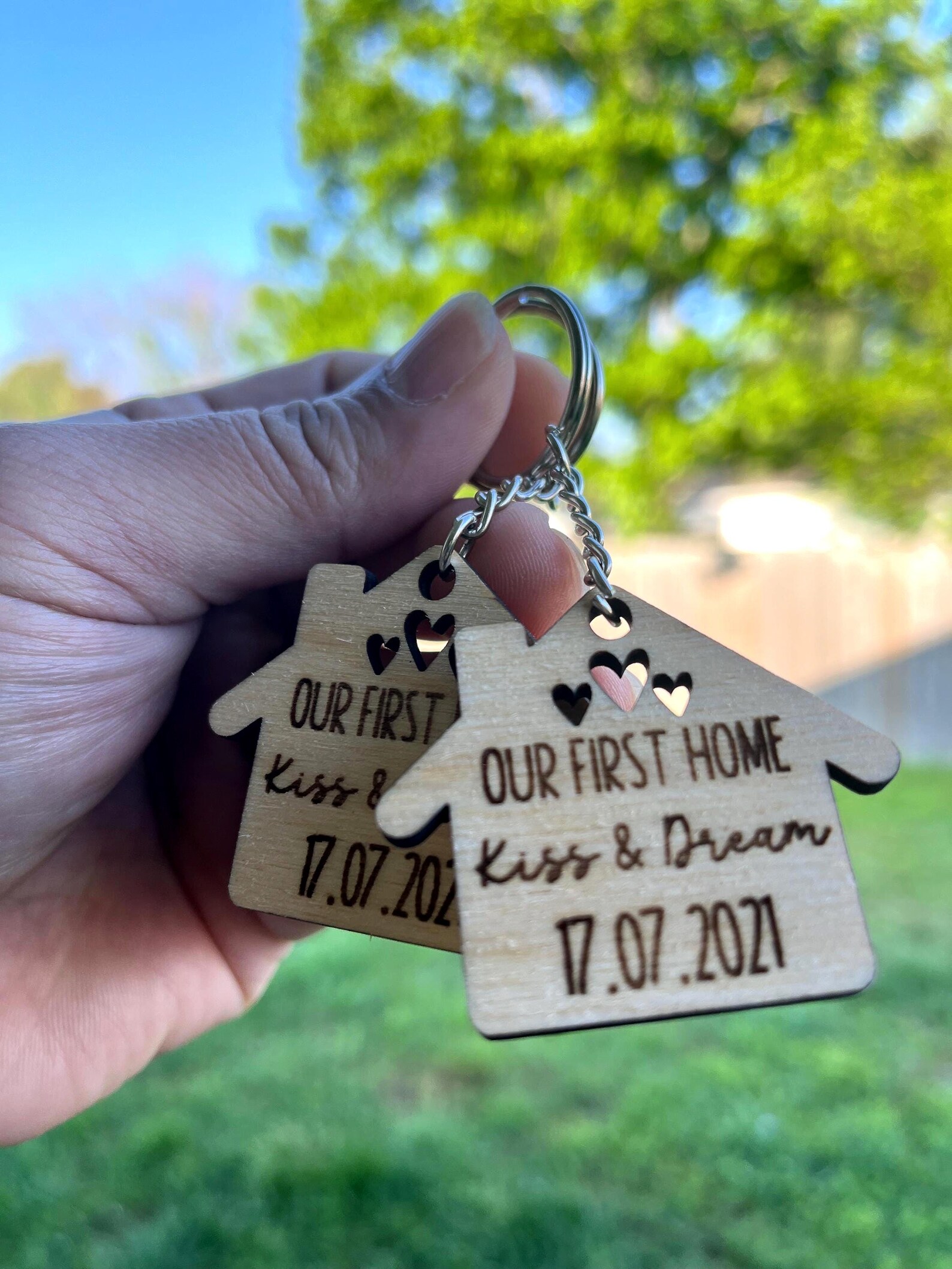 Our First Home Couples Keyring Personalised, House Warming Key Chain ...