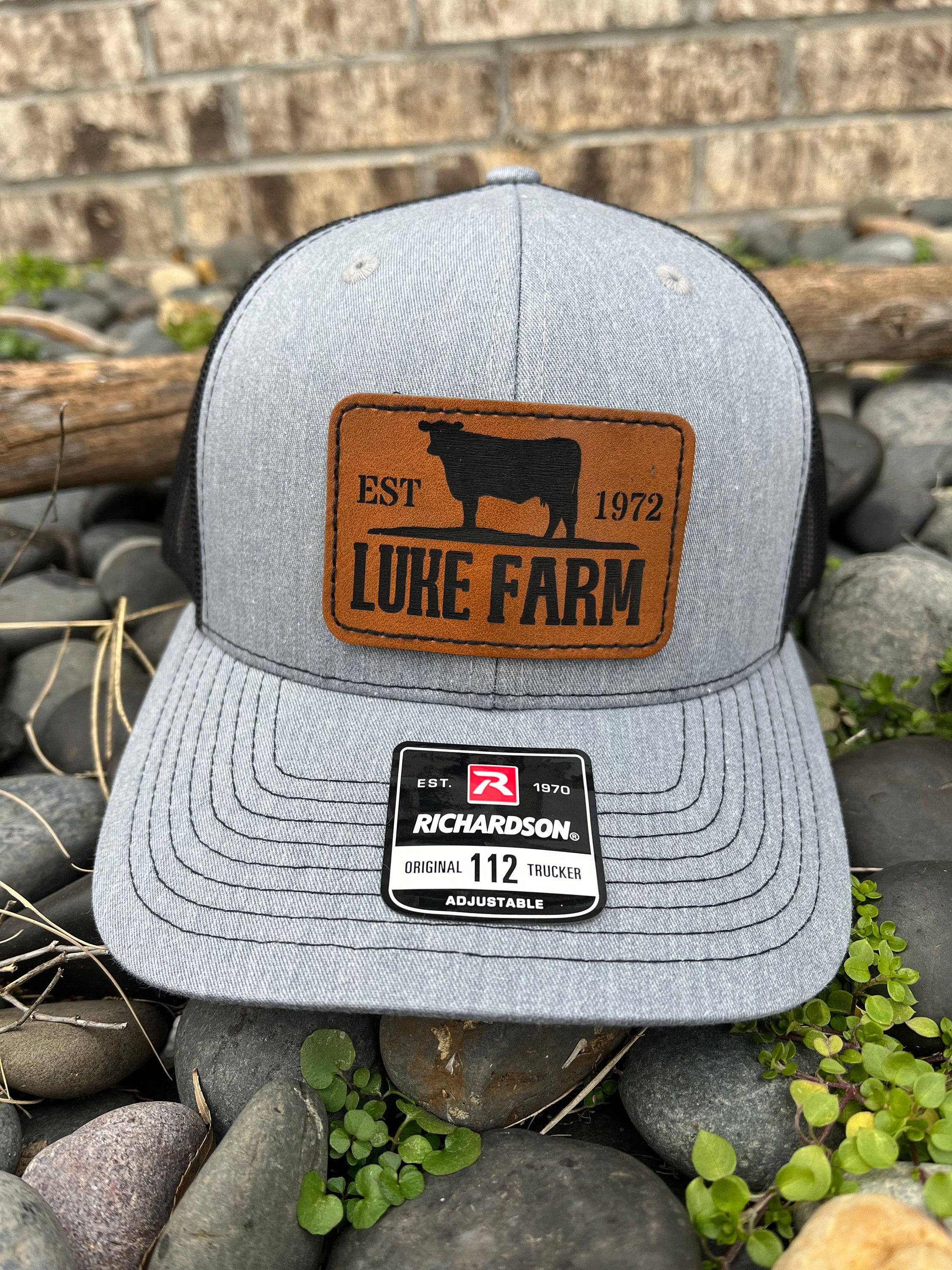 Cattle Cow Farm Richardson 112 Laser Engraved Leather Patch Hat ...