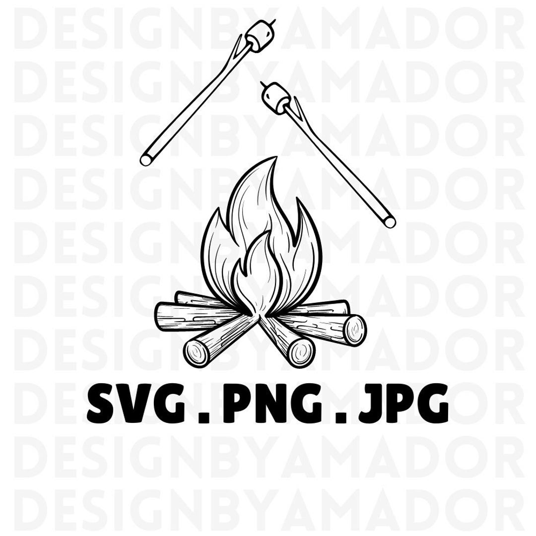 Campfire and Marshmallows, SVG, PNG, JPG, Instant Digital Download ...