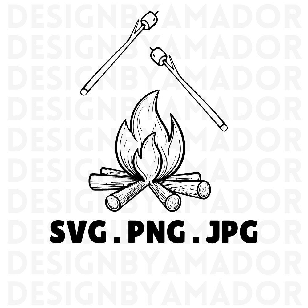 Campfire and Marshmallows, SVG, PNG, JPG, Instant Digital Download ...