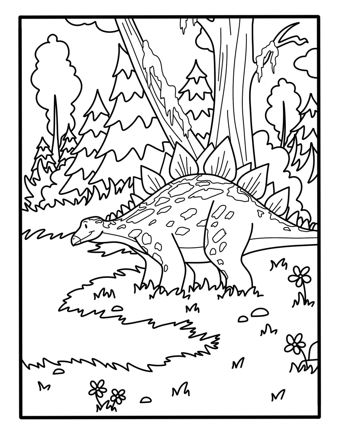 Printable Dinosaur Coloring Page PNG, 5 Pages - Etsy