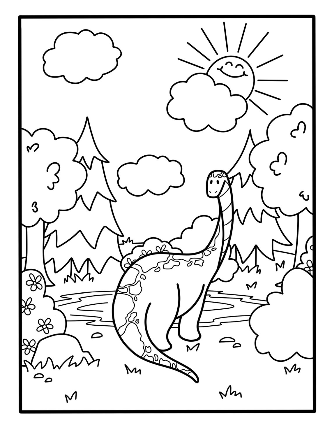 Printable Dinosaur Coloring Page PNG, 5 Pages - Etsy