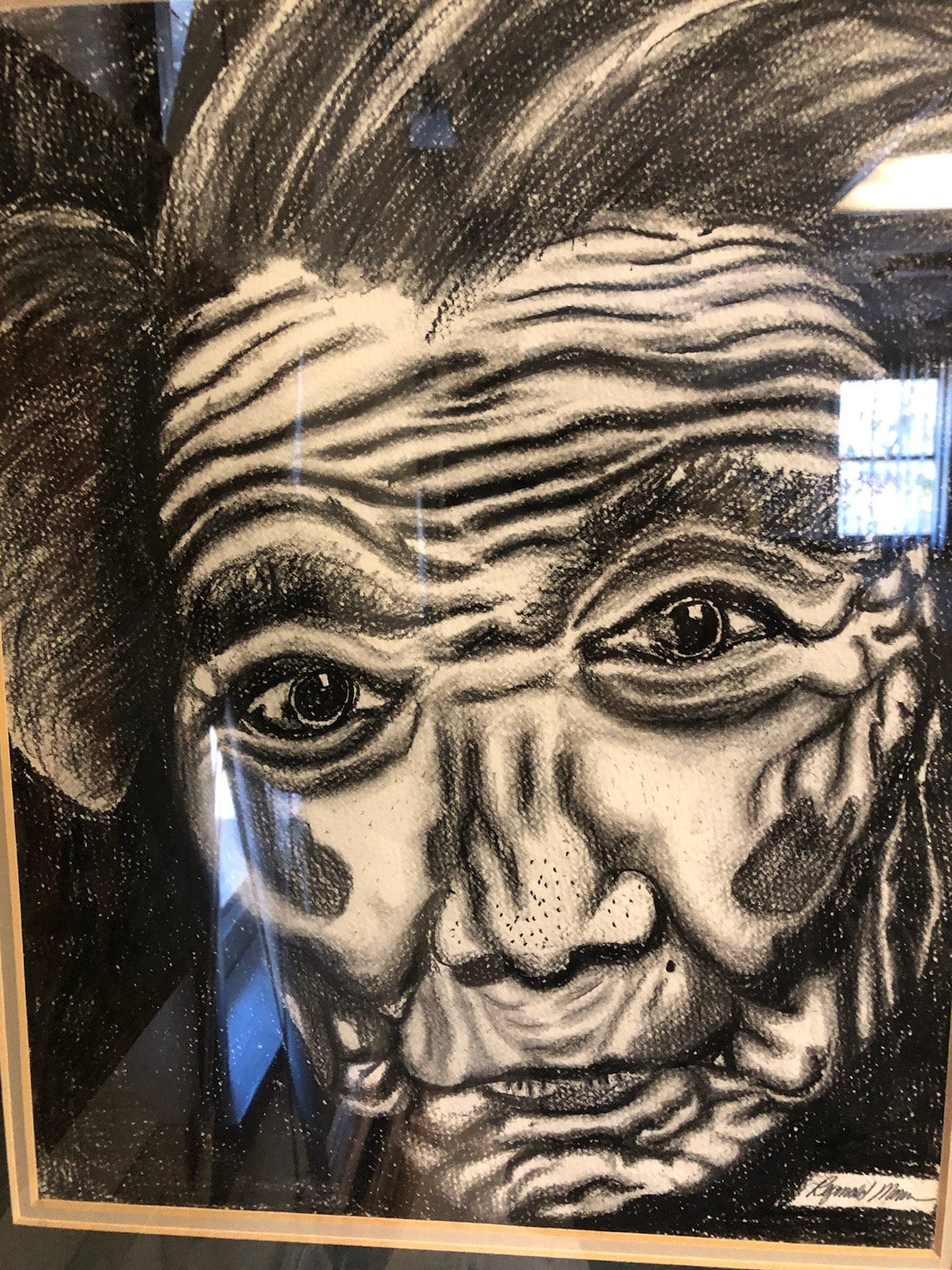 Charcoal Drawing of Wise Old Woman With Wrinkles in Black and White - Etsy