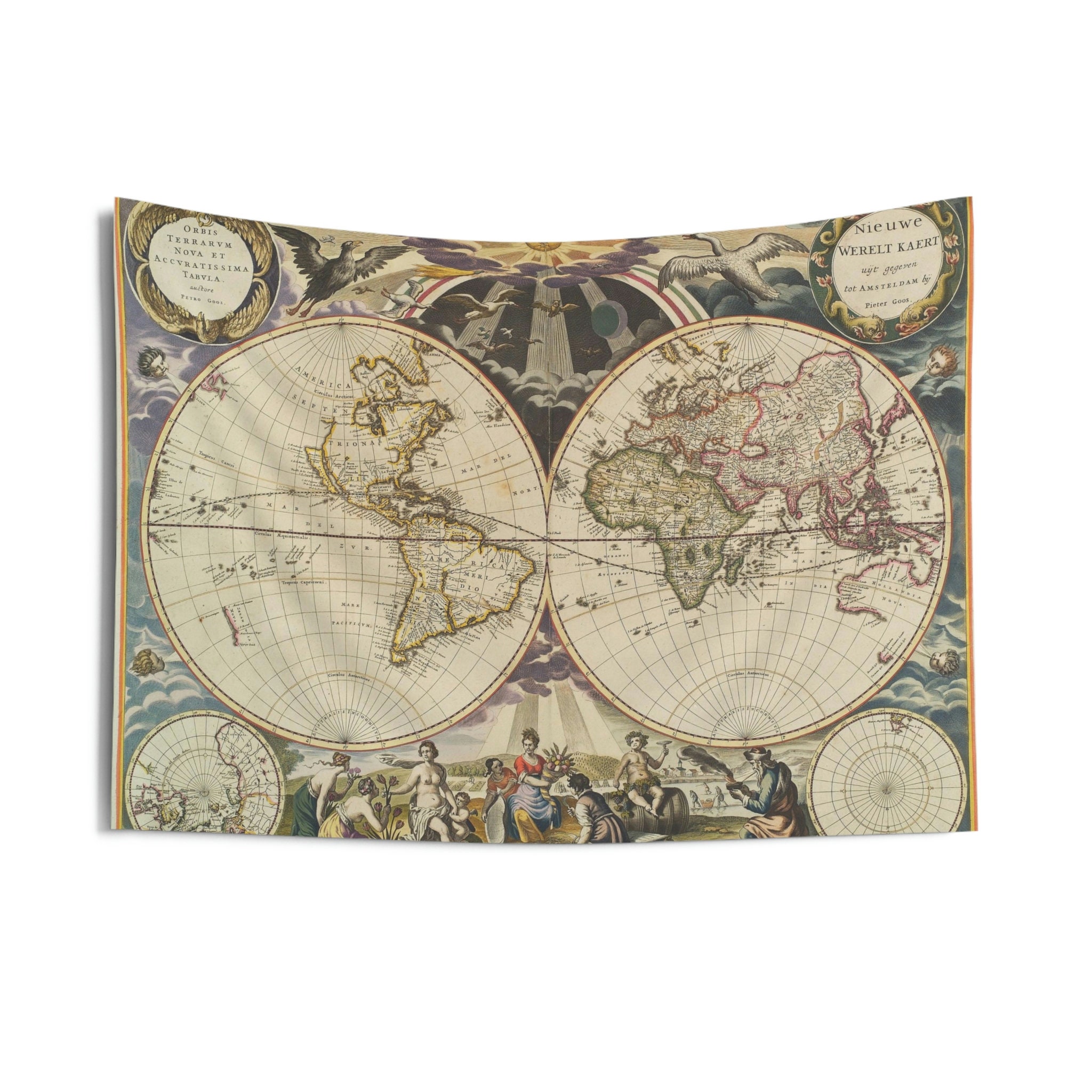 Vintage Map Wall Decor | Renaissance Painting Tapestry | Indoor Wall ...